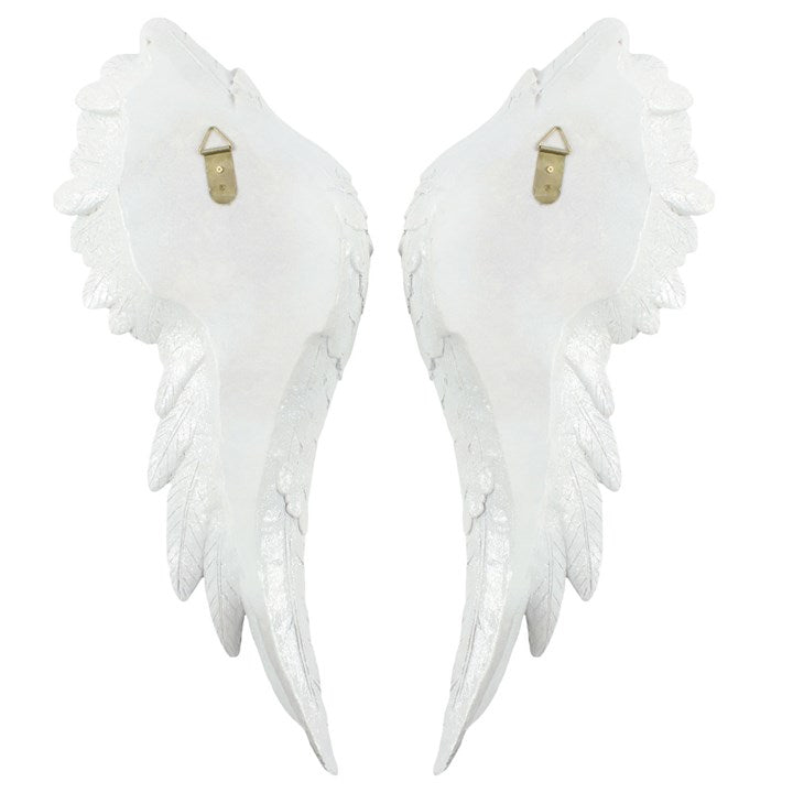 Pair Hanging Angel Wings Decoration White Glitter Wall Decoration Orna ...