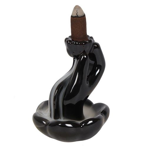 Hand & Lotus Flower Backflow Incense Burner Black Gothic Pagan Relaxat ...