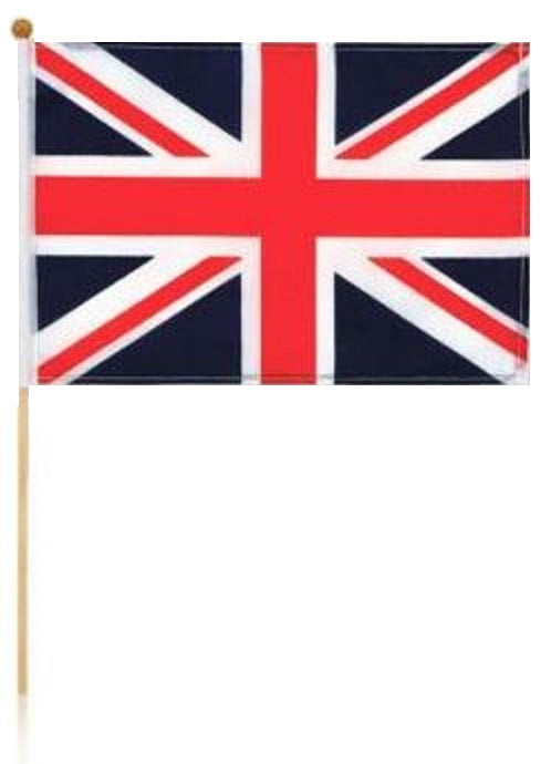 12x Union Jack Hand Waving Flags on a Stick Pole Royal National Party ...